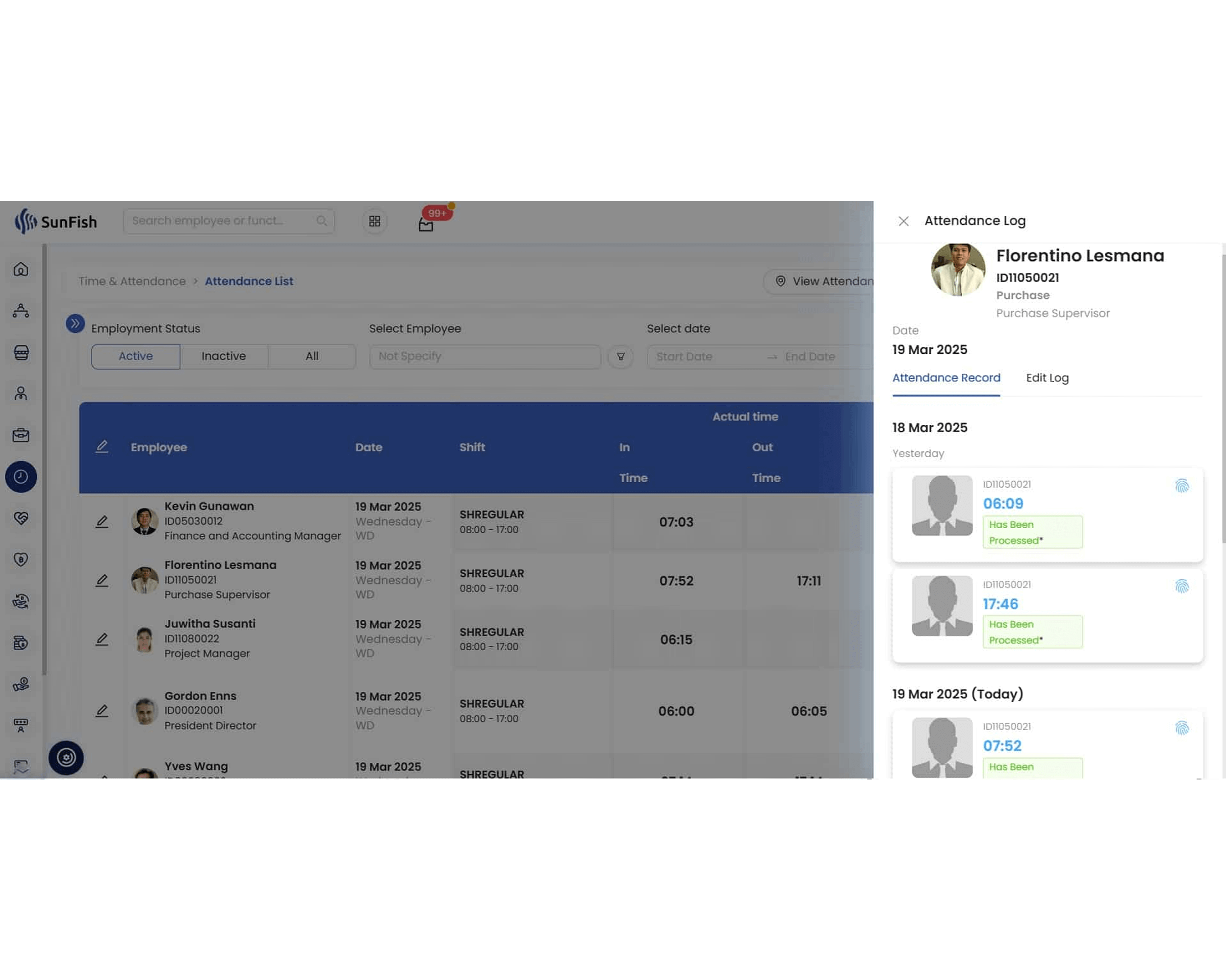 Employee SunFish Time Management | Workplaze | Humanica